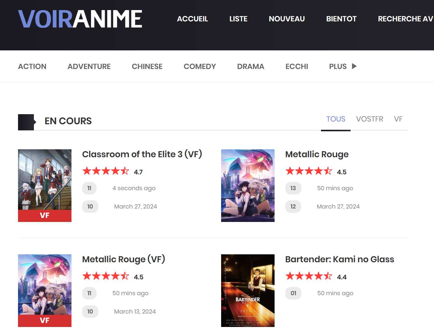 Voiranime nouvelle adresse Novembre 2024 🐱